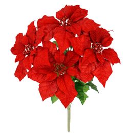 Kunstblumenstrauß I.GE.A., B:35cm H:50cm L:35cm, rot, Polyester, Kunstpflanzen, "Bouquet Poinsettia", Weihnachtsstern Christstern Weihnachtsdeko