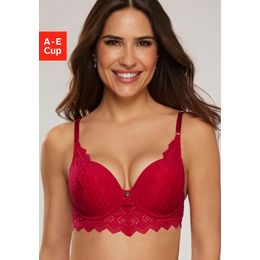 s.Oliver Damen Push-up-BH "Romane", Gr. 80, rot, Spitze, Obermaterial: 54% Polyamid, 37% Polyester, 9% Elasthan, BHs, mit Bügel und graphischer