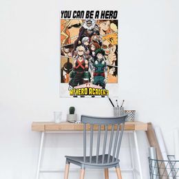 Poster Reinders, B:61cm H:91,5cm T:0,1cm, bunt, Holzwerkstoff, Bilder, "My Hero Academia S3 - be a hero"