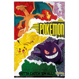 Poster Reinders, B:61cm H:91,5cm T:0,1cm, bunt, Papier, Kinderzimmer, Bilder, "Pokemon - gotta catch 'em all"