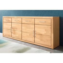Sideboard Home Affaire, B:200cm H:80cm T:42cm, beige, Holz teilmassiv, Wohnzimmer, Sideboards, "Trondheim,200 cm breit,42 cm tief, Fronten