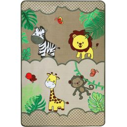 Kinderteppich, B:100cm H:5mm L:150cm, braun, PRIMAFLOR-IDEEN IN TEXTIL, Polyamid, Teppiche, "SAFARI, Made in Belgium", Motiv Tiere der Savanne,