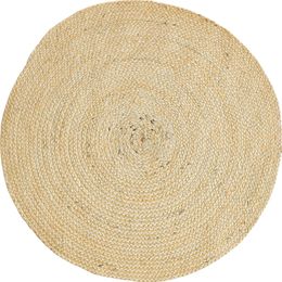 Teppich my home, H:7mm &Oslash;:120cm, beige, Jute, Wohnzimmer, Teppiche, "Ibiza", Jute-Teppich, Wendeteppich, handgewebt, Naturfaser, Boho-Stil