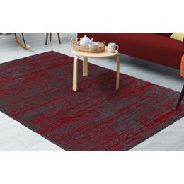 Teppich Kayoom, B:120cm H:8mm L:170cm, rot, Polyester, Wohnzimmer, Teppiche, "Kalea 125", Flachgewebeteppich mit Relief-Design, Used-Look, moderne