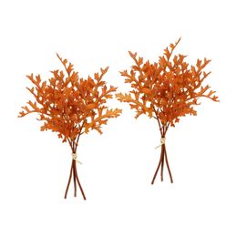 Kunstblume I.GE.A., B:19cm H:40cm L:14cm, orange, Polyester, Kunstpflanzen, "Künstlicher Eichenlaub-Busch", Kunstpflanze Sträuße Bouquet Herbstdeko