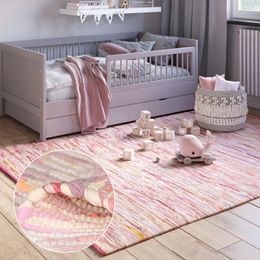 Teppich, B:80cm H:10mm L:150cm, pink, MyFlair M&Ouml;BEL & ACCESSOIRES, Baumwolle, Polyester, Wohnzimmer, Teppiche, "Ameer", Handweb Teppich, 90%
