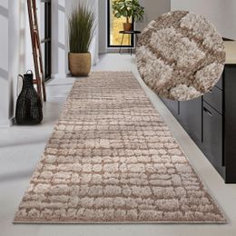 Designteppich ELLE DECORATION, B:80cm H:18mm L:240cm, beige, Polyester, Teppiche, "Artistique", Hochflor, Shaggy, Läufer, weich, Langflor, modern,