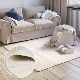 Teppich, B:120cm H:10mm L:170cm, beige, MyFlair M&Ouml;BEL & ACCESSOIRES, Baumwolle, Polyester, Wohnzimmer, Teppiche, "Sharon", Flachgewebe, Fleckerl, 90%