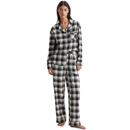 Marc O'Polo MARC O'POLO Damen Pyjamahose "Homey Flanne", Gr. XL, schwarz, Flanell, Obermaterial: 100% Baumwolle, kariert, Basic, Hosen, mit Bindeband und