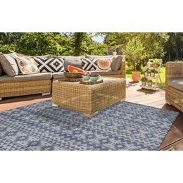Teppich Kayoom, B:80cm H:8mm L:150cm, blau, Polyester, Wohnzimmer, Teppiche, "Sunny 210", Besonders pflegeleicht. Im Innen- und Au&szlig;enbereich