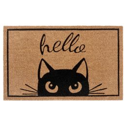 Fu&szlig;matte Hanse Home, B:45cm H:15mm L:70cm, beige, Kokos, Au&szlig;enbereich, Teppiche, "Kokos Watching Cat, T&uuml;rmatte", Kokos, Schmutzfangmatte, Outdoor,