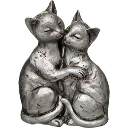 Dekofigur AMBIENTE HAUS, silber, Metall, Wohnzimmer, Dekofiguren, "Katzen-Paar", Höhe 15 cm