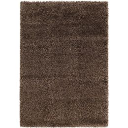 Hochflor-Teppich, B:65cm H:52mm L:130cm, braun, OCI DIE TEPPICHMARKE, Kunstfaser, Teppiche, "Lobby Shaggy", Wohnzimmer