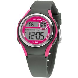 SINAR Damen Chronograph, grau, Armbanduhren, Armbanduhr, Quarzuhr,Digitaluhr,Damen, Jugendliche,bis 10 bar wasserd.