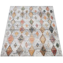 Teppich Paco Home, B:120cm H:12mm L:170cm, grau, Polyester, Polypropylen, Wohnzimmer, Teppiche, "Kayacik 577", Kurzflor, Rauten Muster, ideal im