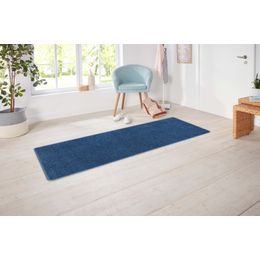 Läufer, B:80cm H:7mm L:200cm, blau, HANSE HOME EXCLUSIV, Polypropylen, Flur, Teppiche, "Liberty", Uni-Meliert, robust, kräftige Farben, rundherum