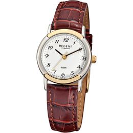 Regent Uhren REGENT Damen Quarzuhr, braun, Armbanduhren, Armbanduhr, Damenuhr, Mineralglas, Lederarmband, analog
