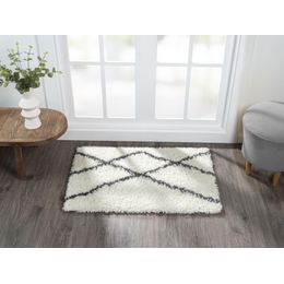 Hochflor-Teppich, B:60cm H:37mm L:90cm, beige, MyFlair MÖBEL & ACCESSOIRES, Polypropylen (PP), Teppiche, "My Shaggy Raute", Shaggy, Scandi Rauten