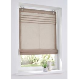 Raffrollo Kutti, B:120cm H:140cm, beige, Obermaterial: 65% Baumwolle, 35% Polyester, K&uuml;che, Raffrollos, "Kessy Biese", halbtransparent, Baumwolle,