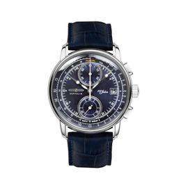 Zeppelin Herren Chronograph "100 Jahre", blau, Armbanduhren, Quarzuhr, Armbanduhr, Herrenuhr, Made in Germany, Lederarmband