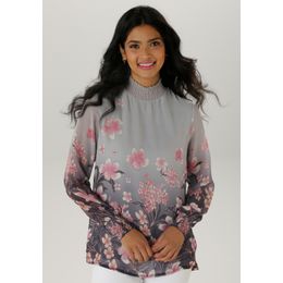 Damen Schlupfbluse, rosa, Gr. 38, Aniston SELECTED, bedruckt, gebl&uuml;mt, Chiffon, Obermaterial: 100% Polyester. Futter: 95% Viskose, 5% Elasthan,