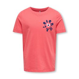 Kurzarmshirt KIDS Only "KOGHAPPY LIFE O-NECK SS TOP JRS", M&auml;dchen, Gr. 122/128, dubarry print:eternal, Jersey, Obermaterial: 100% Baumwolle, bedruckt, Rundhals, Shirts