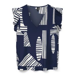 V&eacute;ro Moda VERO MODA Damen Blusentop "VMJOSIE SL V-NECK TOP WVN GA"navy blazer aop:mia, Gr. S, bedruckt, Jersey, Obermaterial: 83% Viskose, 17% Nylon, Blusen
