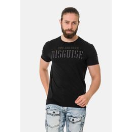Cipo & Baxx CIPO & BAXX Herren T-Shirt "T-Shirt", schwarz, Gr. M, bedruckt, 95% Baumwolle;5% Elasthan, Shirts, mit Rundhals-Ausschnitt