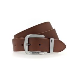 Mustang Herren Lederg&uuml;rtel, braun, Gr. 90, Rindsleder, G&uuml;rtel, Dornschlie&szlig;e aus geschw&auml;rztem Silber, mit Logo-Schriftzug, 3,5 cm
