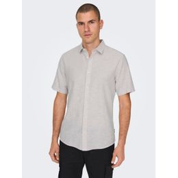 Only & Sons ONLY & SONS Herren Kurzarmhemd "ONSCAIDEN SS SOLID LINEN SHIRT NOOS", lila, Basic, Gr. XL, unifarben, Web, Obermaterial: 55% Baumwolle, 45% Leinen,