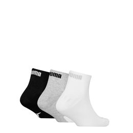 Kurzsocken Puma "Puma KIDS BWT QUARTER 3P", Damen, Gr. 35-38, weiß, grau, schwarz, Obermaterial: 68% Baumwolle, 15% Polyamid, 15% Polyester, 2% Elasthan, unifarben, Socken, mit verstärkter Zehenkonstruktion