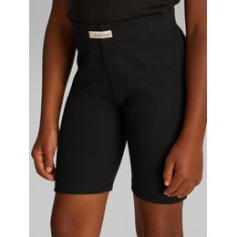 M&auml;dchen Shorts "RIB CYCLING SHORTS", schwarz, Gr. 6, Calvin Klein Jeans, unifarben, Rippstrick, Obermaterial: 94% Baumwolle, 6% Elasthan, Hosen, mit