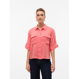 Véro Moda VERO MODA Damen Kurzarmbluse "VMFABIANA 3/4 SHIRT VMA NOOS", rosa, Gr. S, unifarben, Web, Obermaterial: 100% Polyester, Blusen