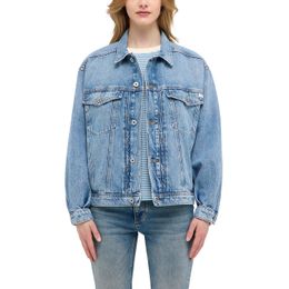 Mustang Damen Outdoorjacke "Damen Style Arcata Boyfriend Jacket", blau, Gr. L, unifarben, Denim/Jeans, 100% Baumwolle, Jacken