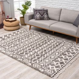 Hochflor-Teppich Carpet City, B:80cm H:30mm L:300cm, grau, Kunstfaser, Teppiche, "Pulpy 514", besonders weich, mit Fransen, Ethno Look