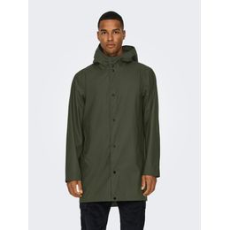 Only & Sons ONLY & SONS Herren Regenmantel "ONSLUCA RAIN COAT OTW", grau, Gr. S, unifarben, Web, Obermaterial: 100% Polyester, Mäntel
