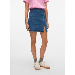 Véro Moda VERO MODA Damen Jeansrock "VMNELLY HR SHORT SKIRT DNM MIX NOOS", blau, Gr. L, unifarben, Denim/Jeans, Obermaterial: 70% Baumwolle, 29% Polyester, 1%