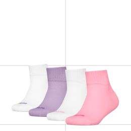 Kurzsocken Puma "Puma KIDS HEART LOGO QUARTER 4P ECOM", Damen, Gr. 27-30, lila (pink, lila, weiß), Materialmix, unifarben, Socken, mit verstärkter Ferse