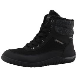 Romika Damen Winterboots, Gr. 36, schwarz, Lederimitat, Textil, unifarben, Schuhe, Keilabsatz, Schürboots, Outdoorschuh mit Filzkragen