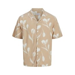 Jack & Jones JACK & JONES Herren Kurzarmhemd "JJEJEFF CHARGE RESORT SHIRT SS SN", braun, Gr. S, bedruckt, Web, Obermaterial: 100% Viskose, Hemden, mit All-Over