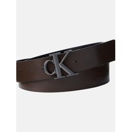 Ledergürtel Calvin Klein Jeans "MNGRM PLQ BCKL 35MM", Herren, Gr. 100, schwarz (schwarz, delicioso, matte gunmetal), Rindsleder, unifarben, Gürtel Ledergürtel