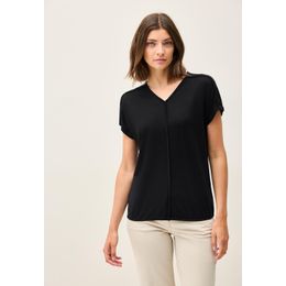 Cecil Damen T-Shirt, schwarz, Gr. S, unifarben, Stoff, 55% Polyester, 45% Viskose, Shirts, 2in1 Optik