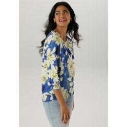 Damen Schlupfbluse, bunt, Gr. 44, Aniston SELECTED, bedruckt, gebl&uuml;mt, gemustert, Cr&ecirc;pe, Obermaterial: 95% Polyester, 5% Elasthan, Blusen, mit
