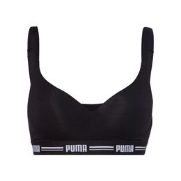 Puma Damen B&uuml;gelloser BH "Puma WOMEN PADDED TOP 1P HANG", Gr. S, schwarz, Obermaterial: 57% Baumwolle, 38% Modal, 5% Elasthan, bedruckt, unifarben,
