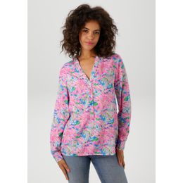 Aniston CASUAL Damen Schlupfbluse, rosa, Gr. 46, bedruckt, gebl&uuml;mt, Web, Obermaterial: 100% Viskose, Blusen, mit farbenfrohem, malerischen Blumendruck