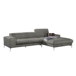 Ecksofa W.Schillig "piedroo, Designsofa mit tollem Sitzkomfort, bequem und elegant, L-Form", grau (grau r66), B:303cm H:70cm T:193cm, Chenille-Flachgewebe R66 (85% Polyester, 15% Nylon), Sofas, Ecksofa, Kopfteilverstellung, wahlweise mit Sitztiefenverstellung, Breite 303cm