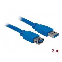 Delock USB-Kabel USB 3.2 Gen1 USB-A Stecker, USB-A Buchse 3.00 m Blau vergoldete Steckkontakte 82540