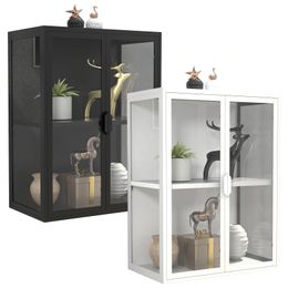 Vcm Glasvitrine h&auml;ngend Vitrine Glas mit ESG-Sicherheitsglas Ma&szlig;e ca. H. 65x60x35 cm H&auml;ngevitrine Glas Modern und platzsparend Glas Vitrinenschrank - Flokas S