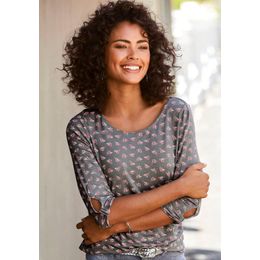 Lascana Damen 3/4-Arm-Shirt, dunkelgrau, Gr&ouml;&szlig;e 32/34