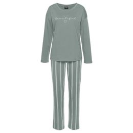 Vivance Dreams Damen Pyjama, gr&uuml;n gestreift, Gr&ouml;&szlig;e 40/42